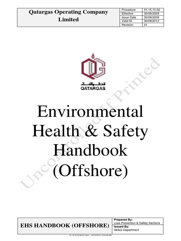 SHE Handbook (Onshore) | PDF | Personal Protective Equipment | Crane ...
