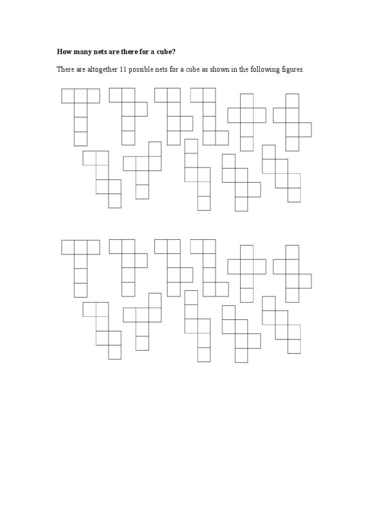How Many Nets Are There For A Cube | PDF