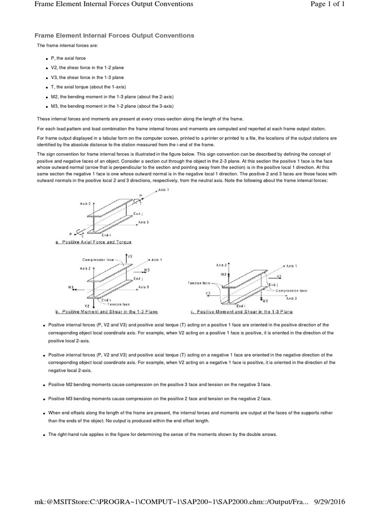 Axial Force Sign Convention in SAP2000 | PDF | Bending | Cartesian ...