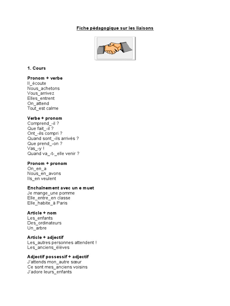 Fiche Pédagogique Sur Les Liaisons | PDF