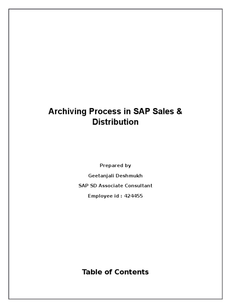Archiving Process in Sales Distribution | PDF | Databases | Computer Data Storage