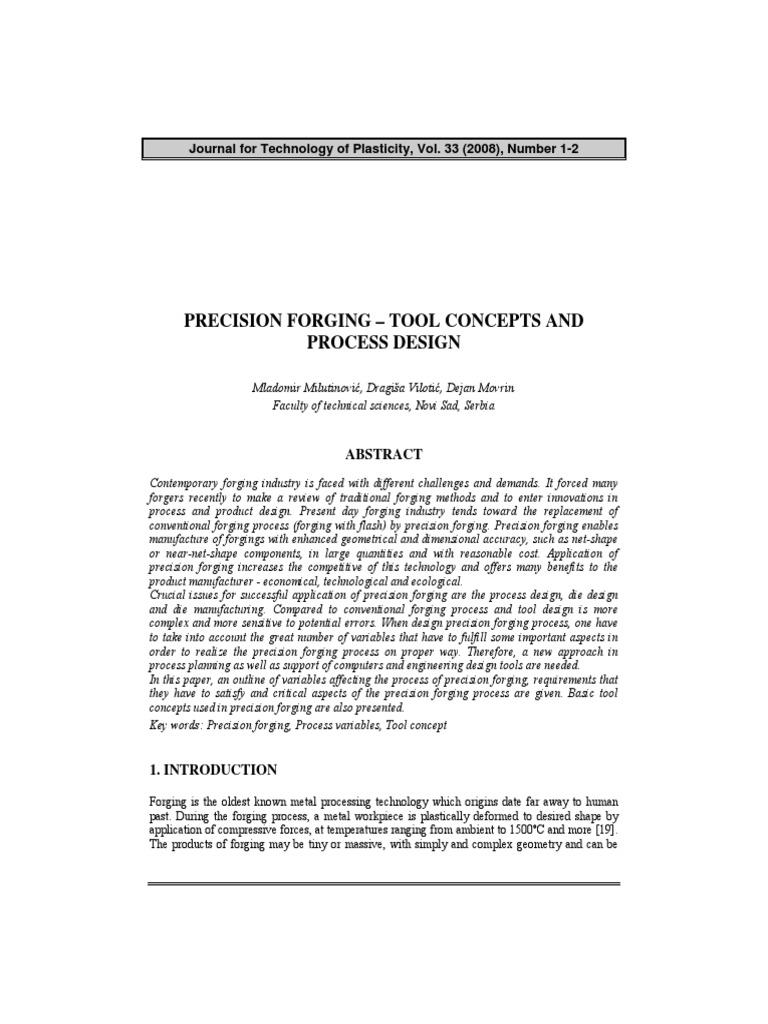 Precision Forging - Tool Concepts and Process Desgin | PDF | Forging | Gear