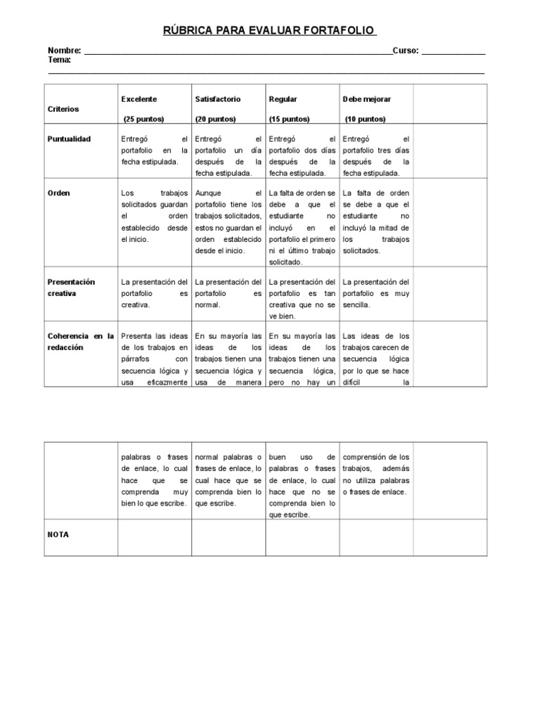 R Brica para Evaluar Fortafolio | PDF | Science | Ciencia y Tecnología