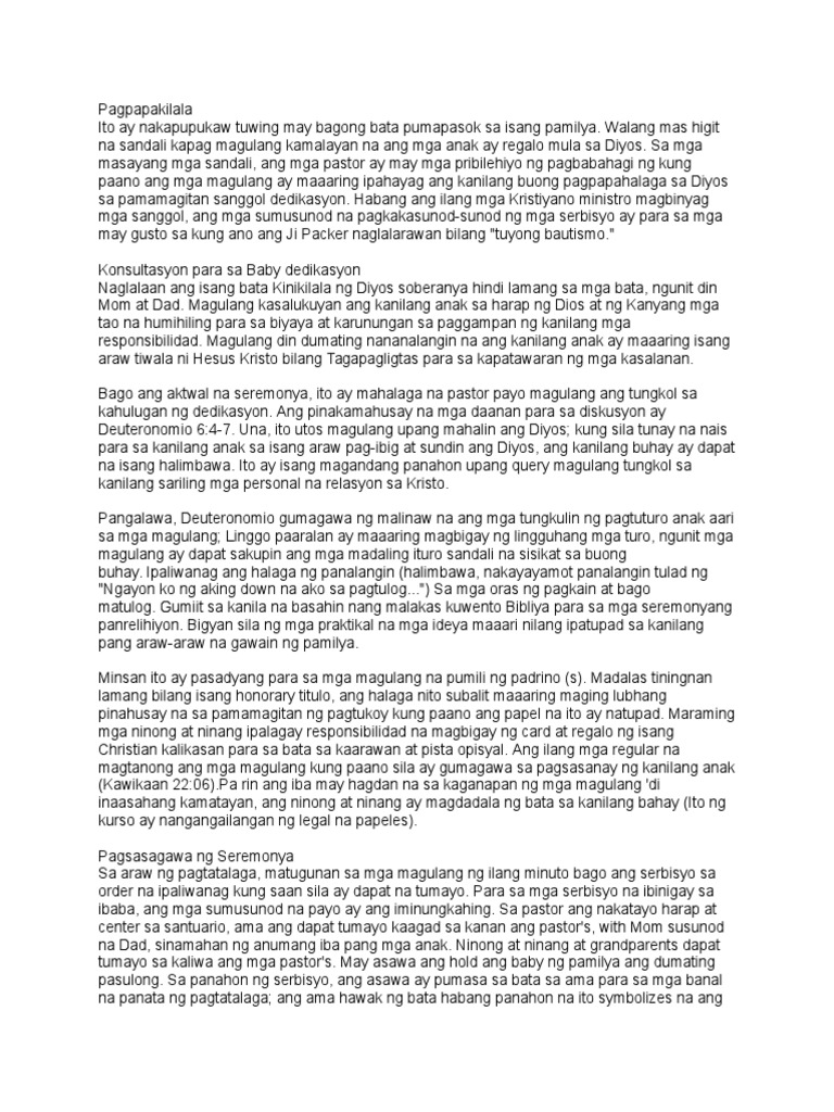 Child Dedication (Tagalog) | PDF