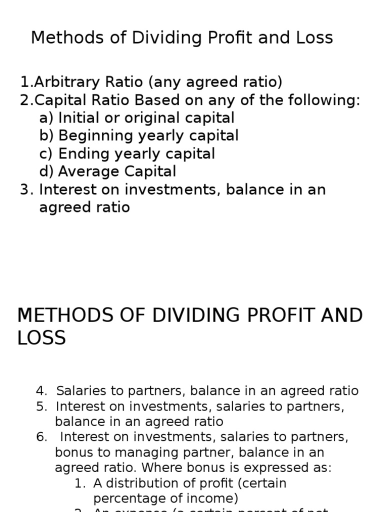 Methods of Dividing Profit and Loss | PDF