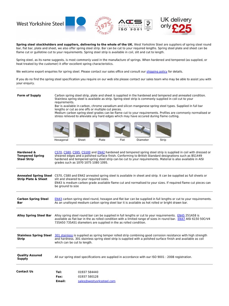Spring Steel Suppliers in Leeds UK | PDF | Sheet Metal | Steel