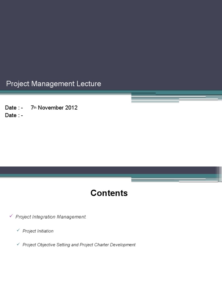Project Management Lecture: Date: - 7 November 2012 Date | PDF ...