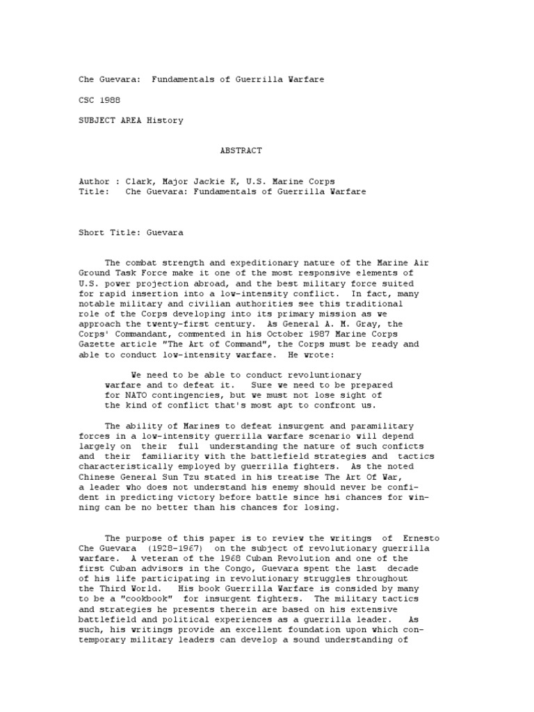 Che Guevara Fundamentals of Guerrilla Warfare PDF | PDF