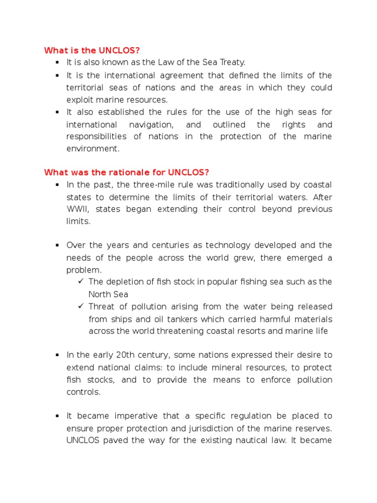 What Is UNCLOS | PDF | United Nations Convention On The Law Of The Sea ...