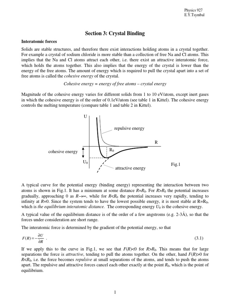 Crystal Binding & Interatomic Forces | PDF | Ionic Bonding | Chemical Bond