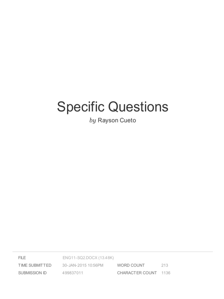 Specific Questions by Rayson Cueto | PDF