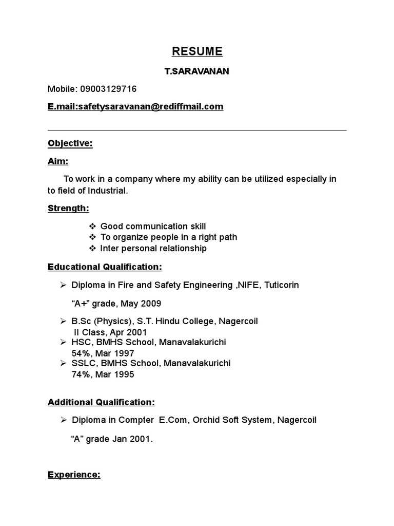 Saravanan CV | PDF