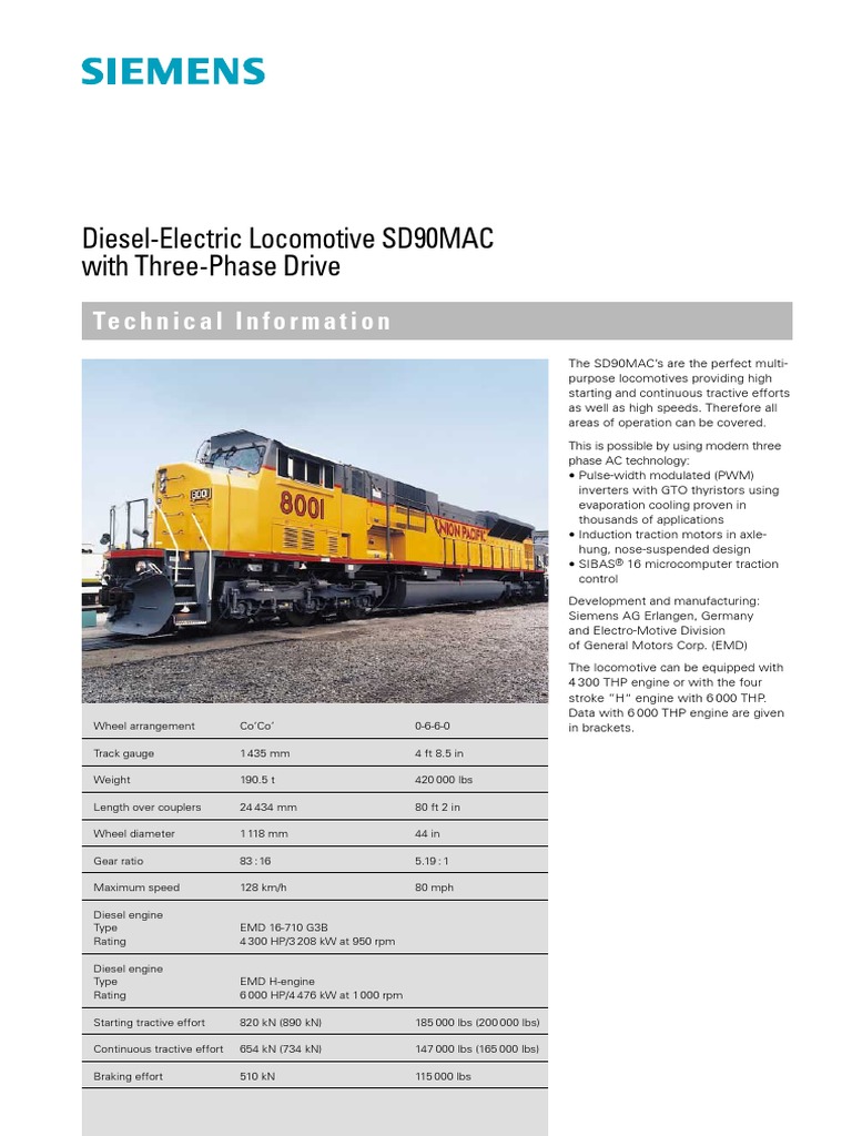 Diesel-Electric Loco SD90MAC EN PDF | PDF | Power Inverter | Locomotives
