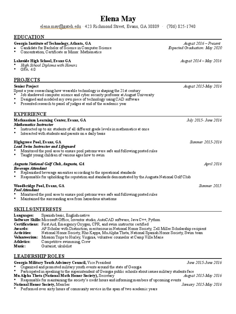 Resume For Website | PDF | Georgia (U.S. State) | Secondary School
