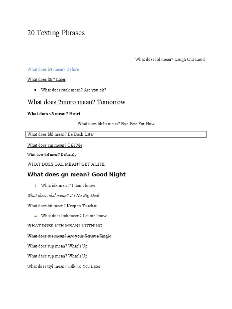 20 Texting Phrases