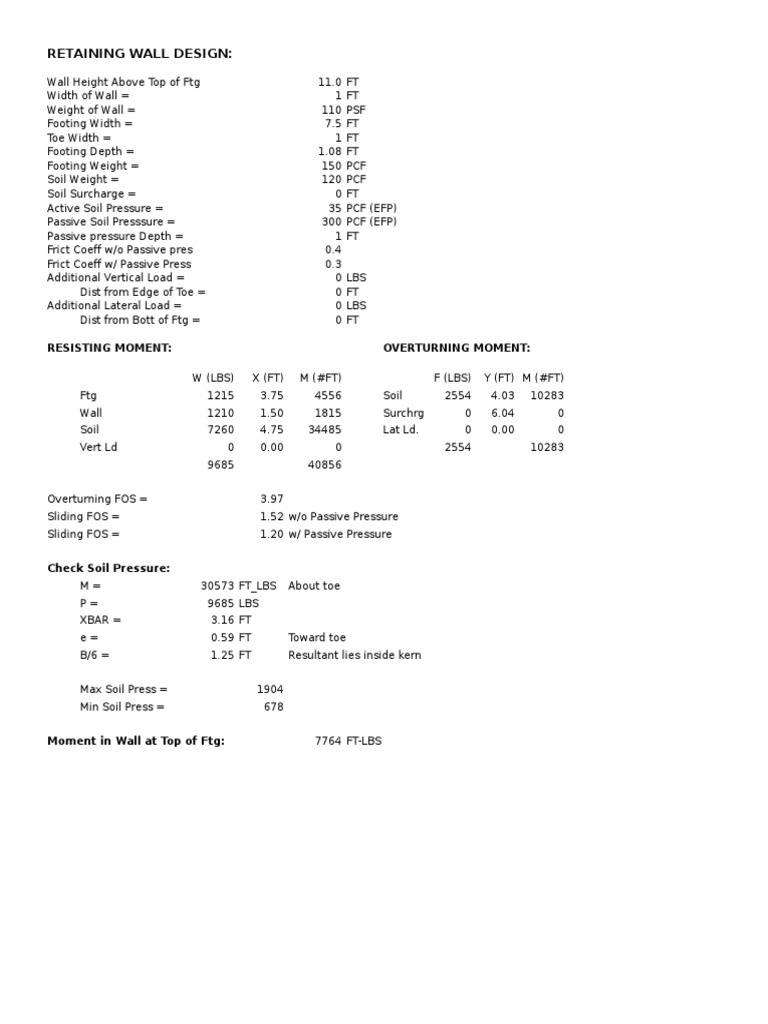 11' Ret. Wall Design - Lot 92 | PDF