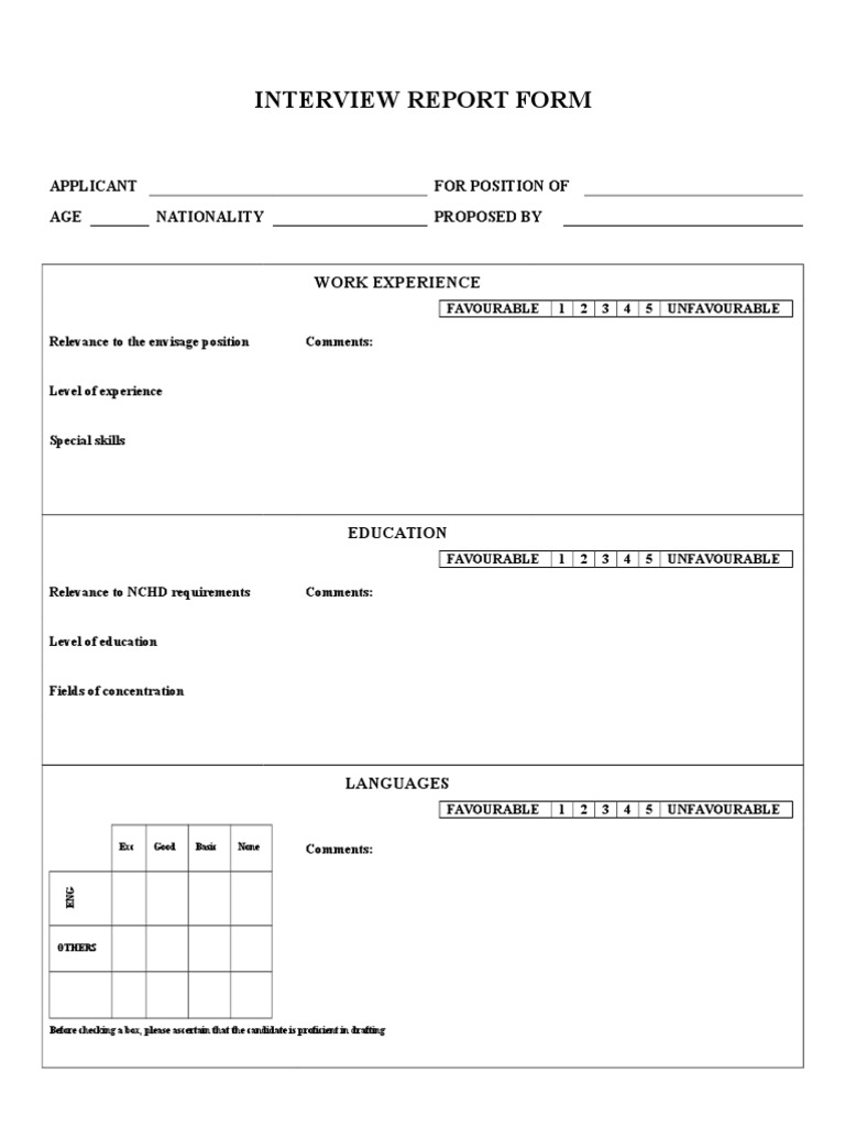 Interview Report Form | PDF