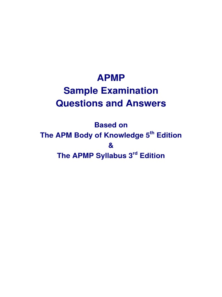 Pre Course Apmp Examination Exercises v8.2 PDF | PDF | Project ...