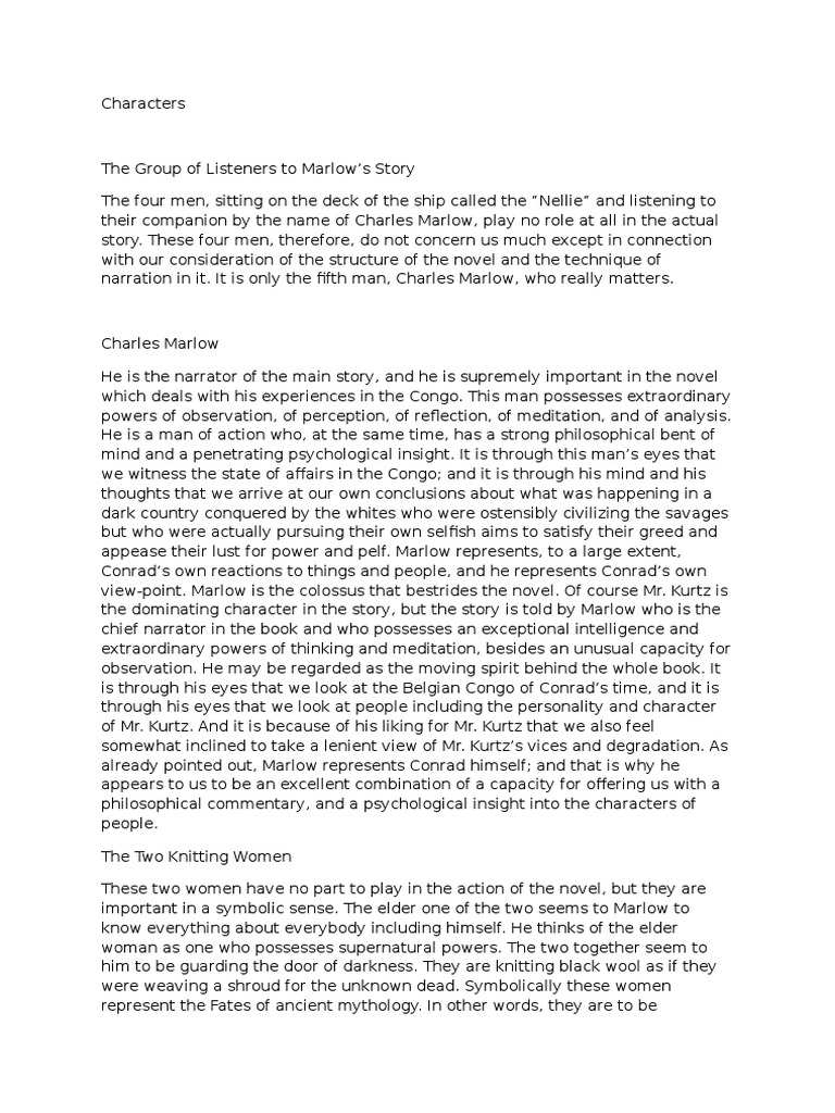 Characters | PDF | Kurtz (Heart Of Darkness)