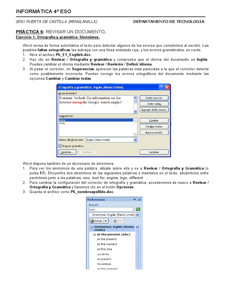 Práctica de Word: Ortografía y Reemplazo | PDF | Point and Click | Software
