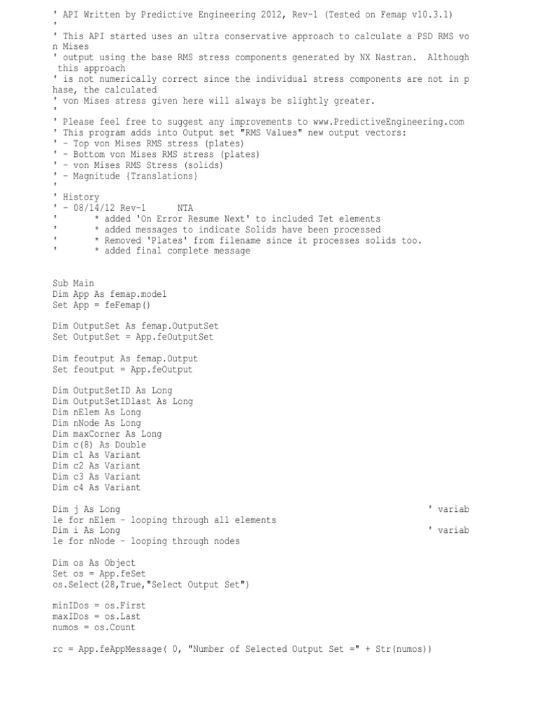 NX Nastran PSD RMS Von Mises Stress Calculator Rev-1 | PDF | Teaching ...