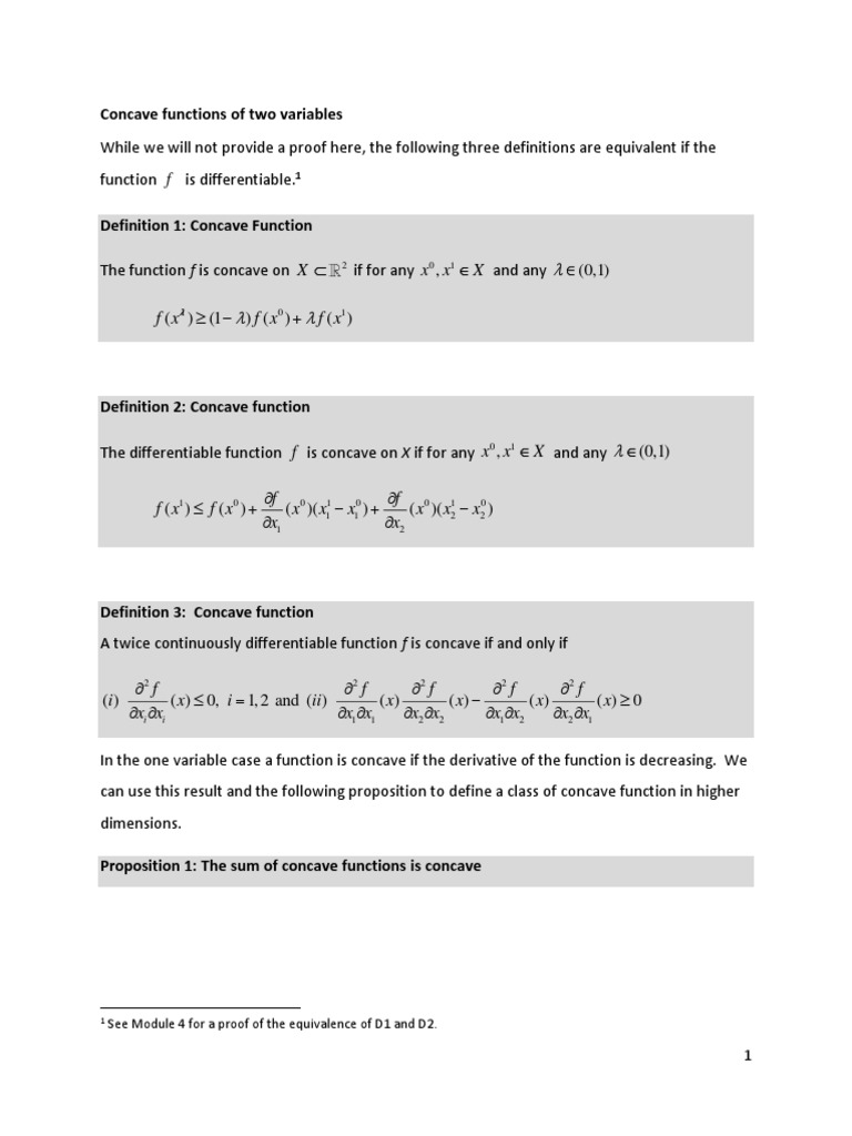 Concave Functions of Two Variables: X XX X | PDF | Utility | Function (Mathematics)