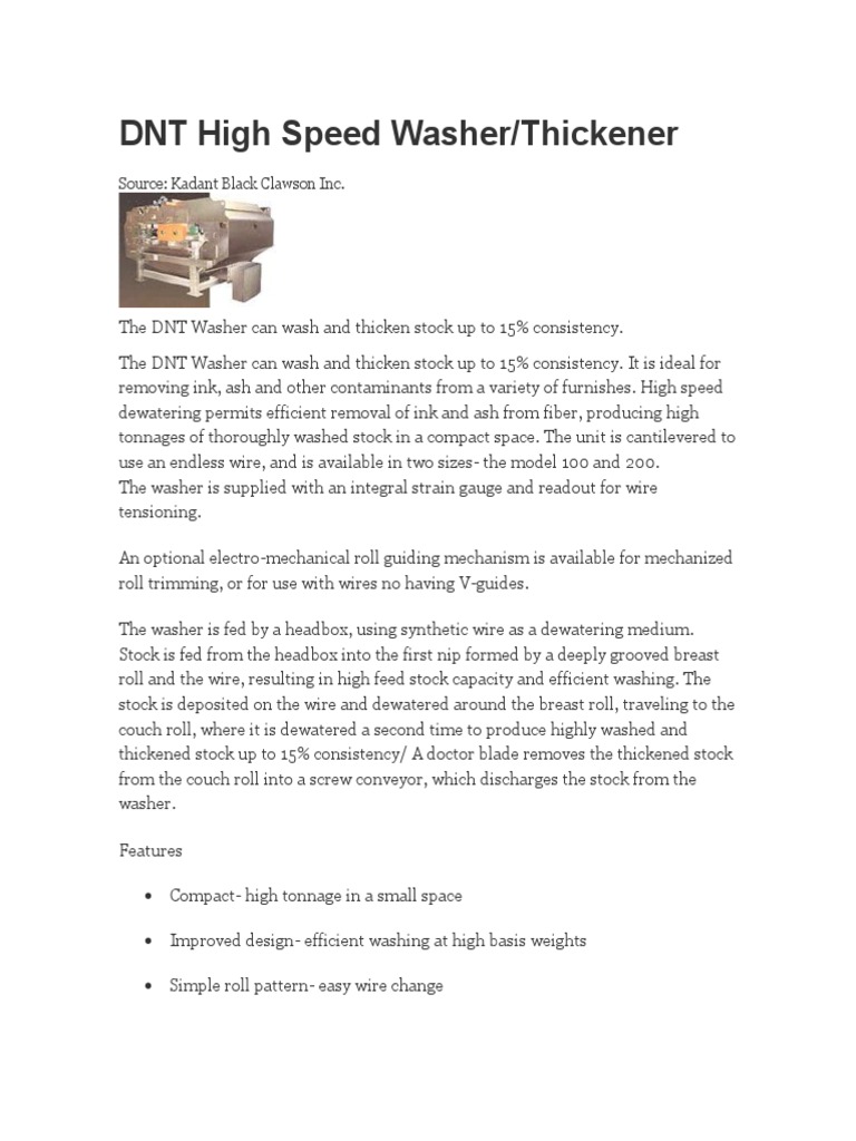 DNT High Speed Washer | PDF | Paper | Science