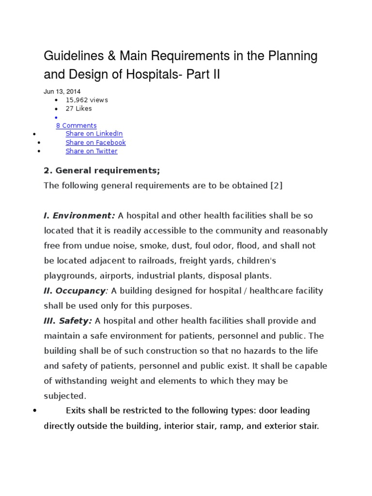 Guidelines & Main Requirements in The Planning and Design of Hospitals ...
