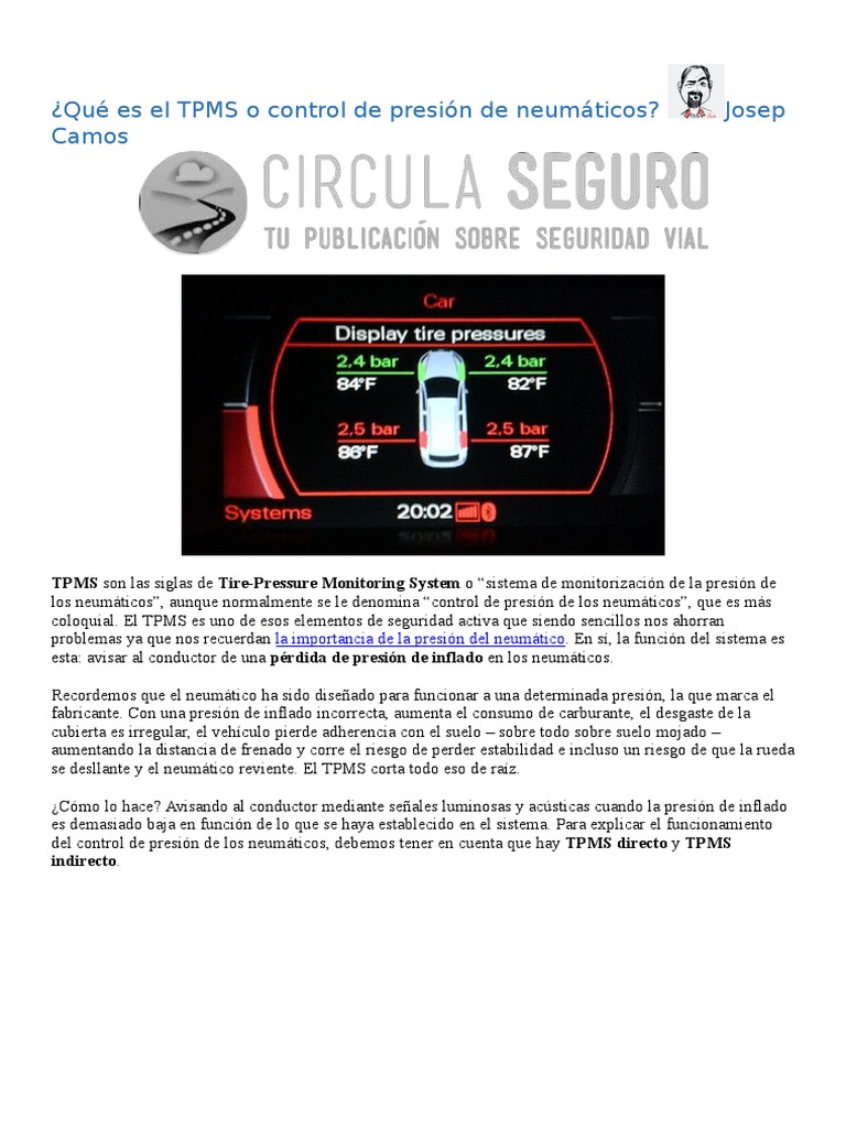 Qué Es El TPMS o Control de Presión de Neumáticos | PDF | Neumático | Medición