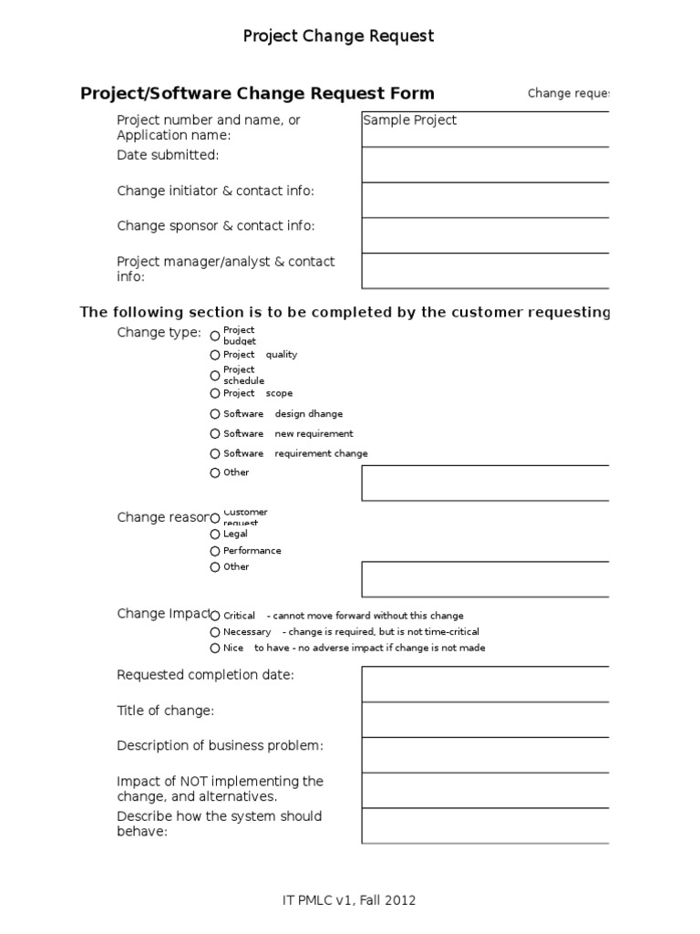 Project Change Request Form | PDF