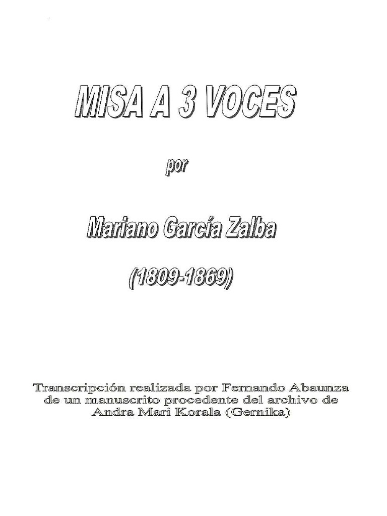 MISA A 3 VOCES (Mariano García Zalba) PDF | PDF