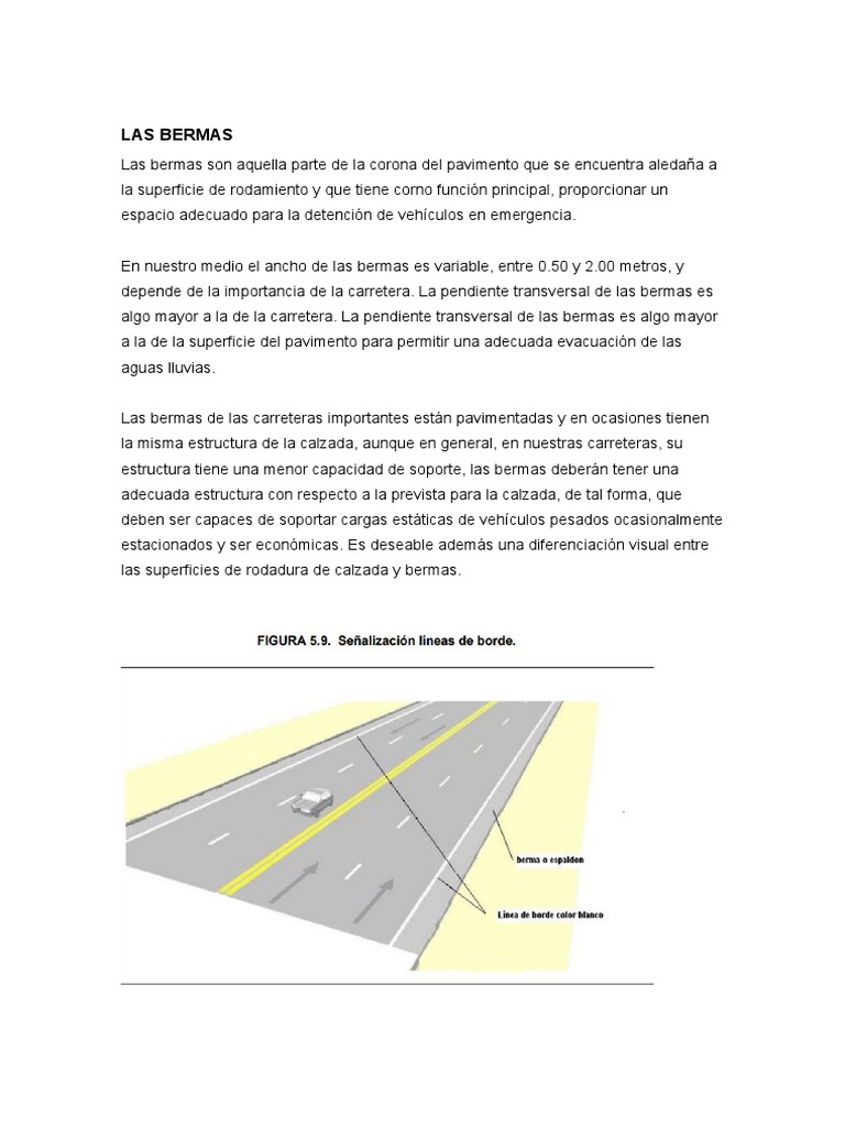 Importancia y dimensiones de las bermas | PDF | La carretera | Longitud