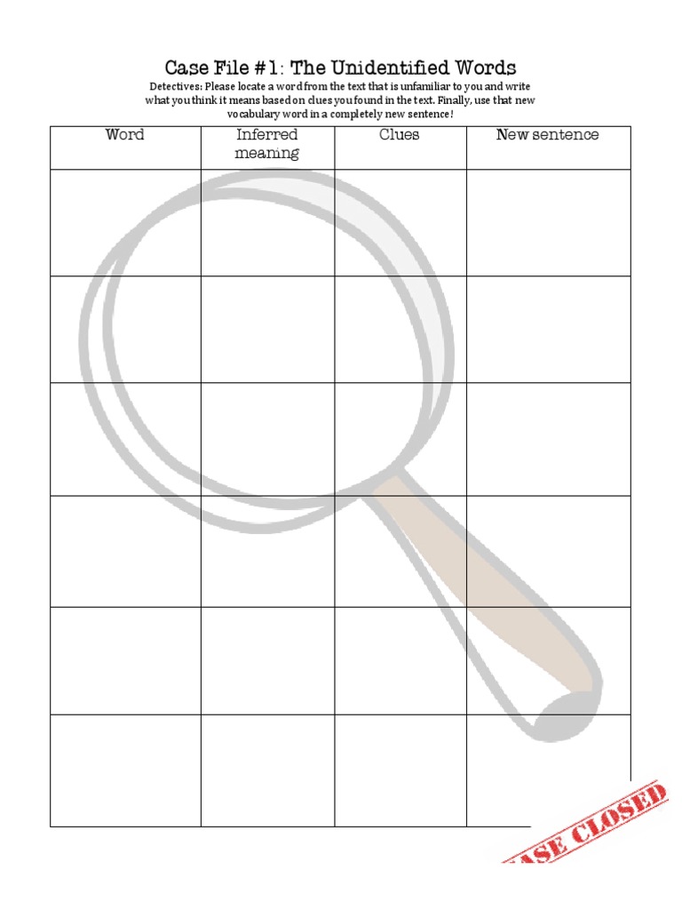Worddetectiveworksheet | PDF | Language Arts & Discipline