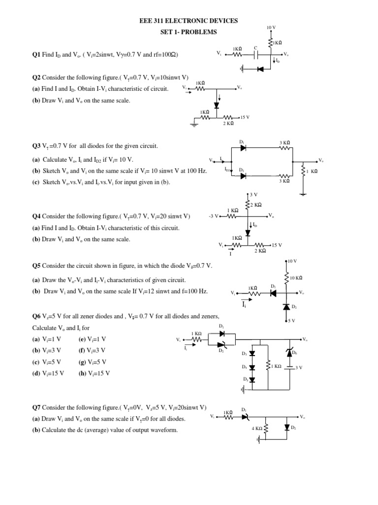 Electronic Circuit Analysis Problem Set | PDF | Amplitude | Electrical ...