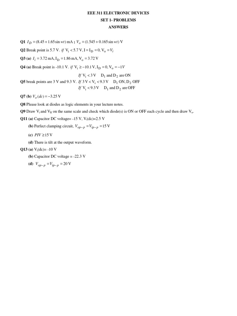 Electronic Circuit Analysis Problems | PDF