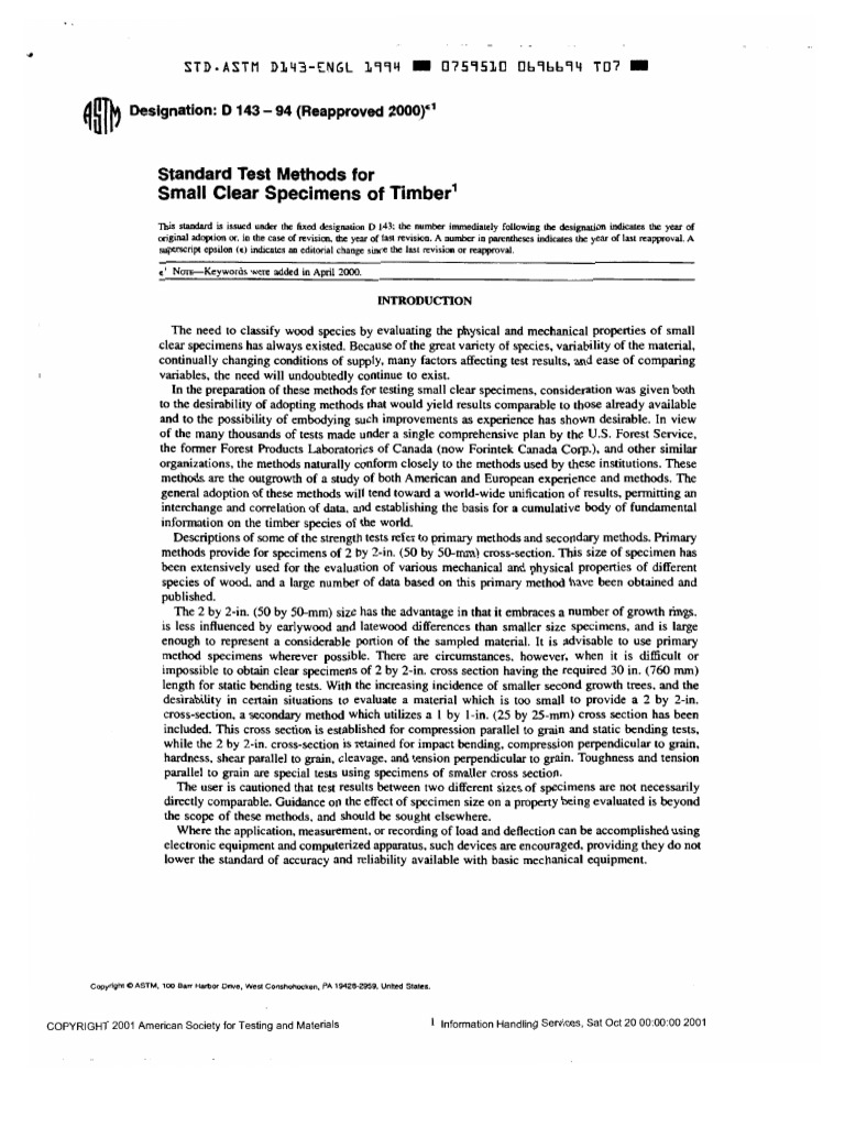 Astm D143 | PDF