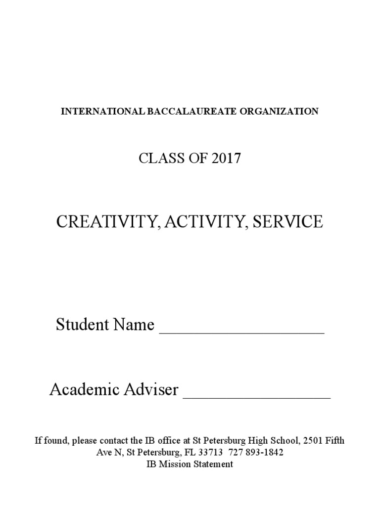 CAS Handbook 2017 | PDF | Goal | Creativity