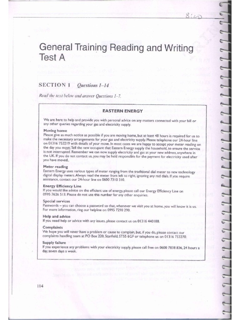 Section A Ielts Book 07 General Reading PDF | PDF