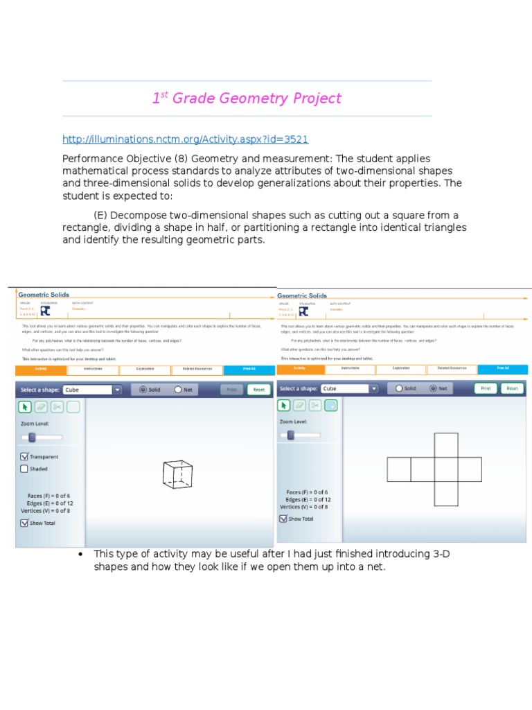 1st Grade Geometry Project | PDF | Teaching Methods & Materials