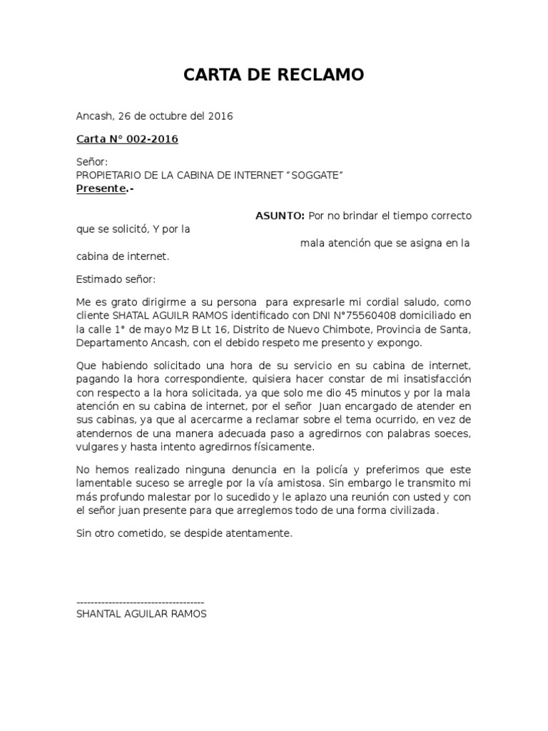 Carta de Reclamo | PDF