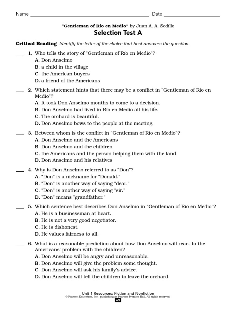 "Gentleman of Río en Medio" Test | PDF | Plural | Noun