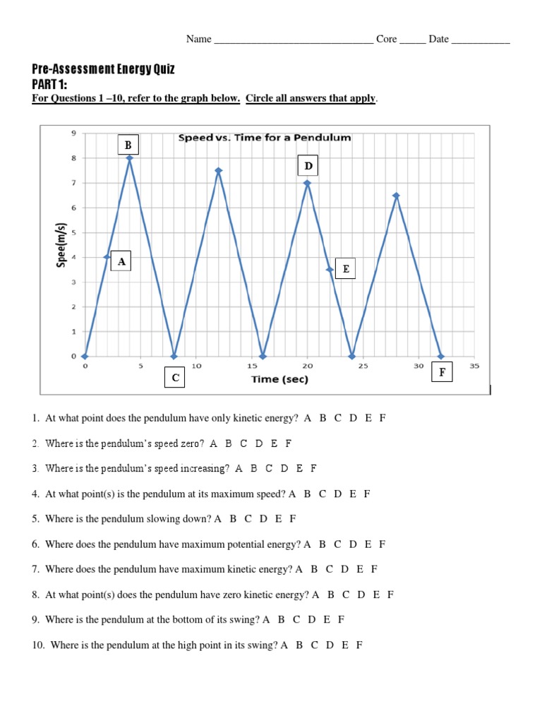 Pre-Assessment on Energy Concepts | PDF | Electric Charge | Mass