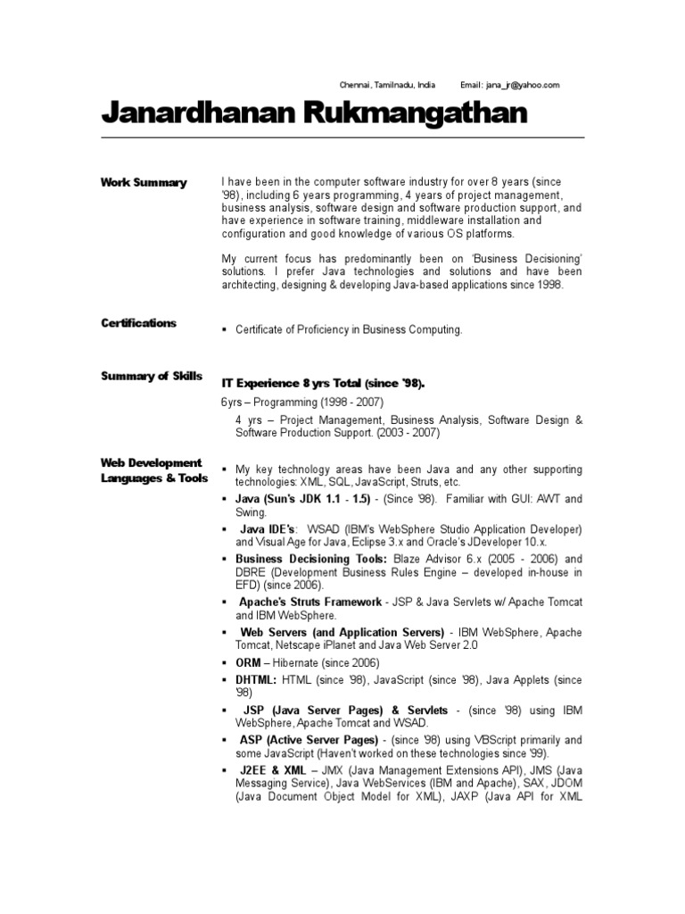 Jana's Resume | PDF | Java Server Pages | Java (Programming Language)