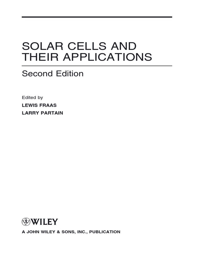 Solar Cells and Their Applications: Second Edition | PDF | Solar Cell ...
