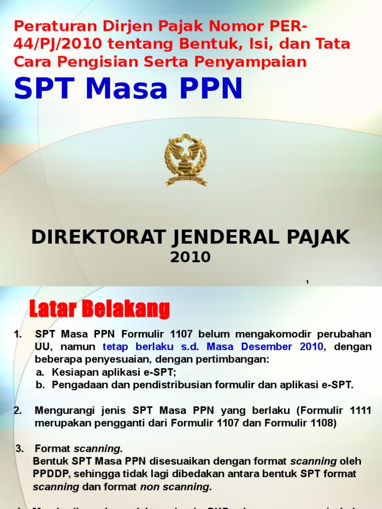 Panduan Formulir SPT Masa PPN 1111 | PDF