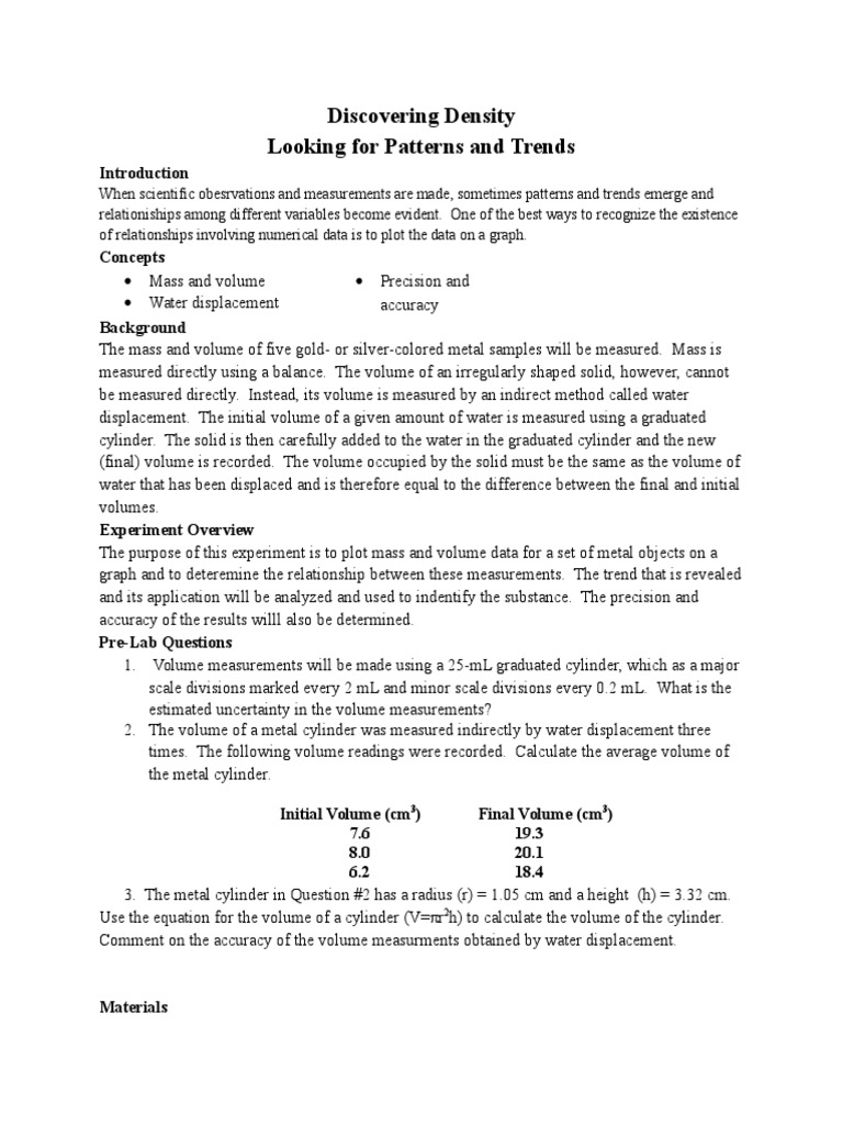 Discovering Density | PDF | Density | Accuracy And Precision