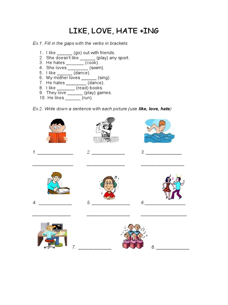 Unit 4 - Like Love Hate Ing | PDF