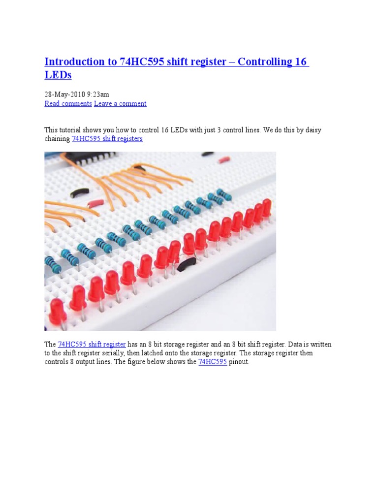 Introduction To 74HC595 Shift Register | PDF