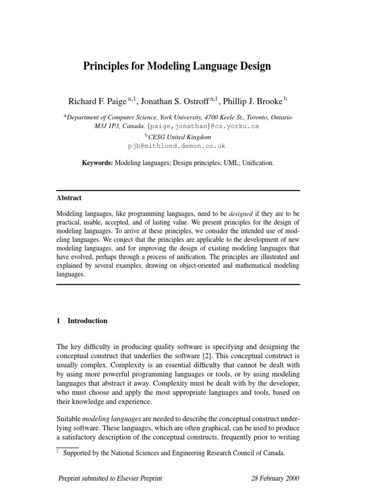 Principles for Effective Modeling Language Design | PDF | Conceptual ...
