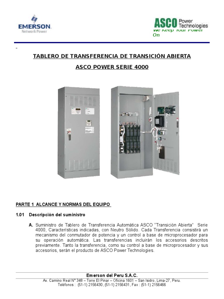 Descripcion Tecnica Ats Serie 4000 | PDF | Internet | Energia electrica